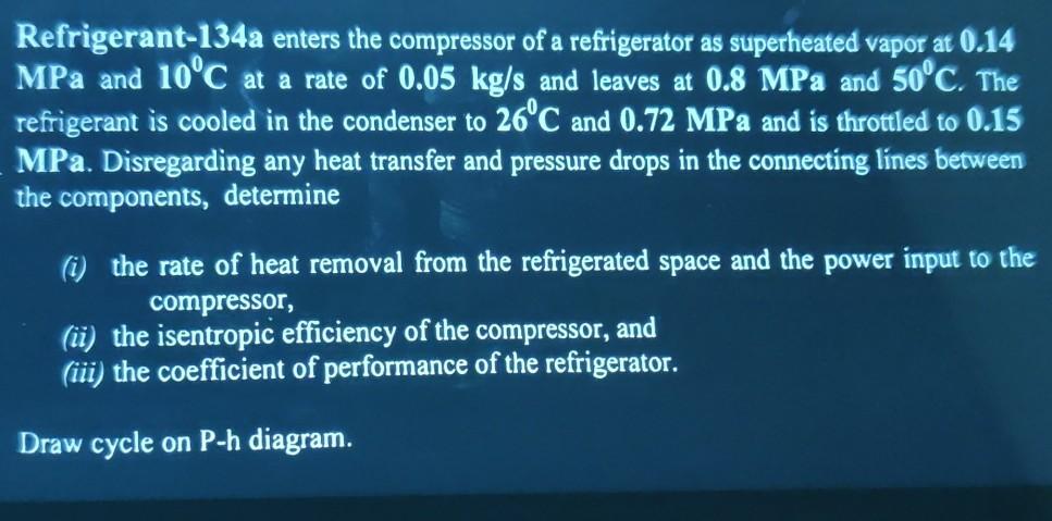 Solved Refrigerant-134a enters the compressor of a | Chegg.com