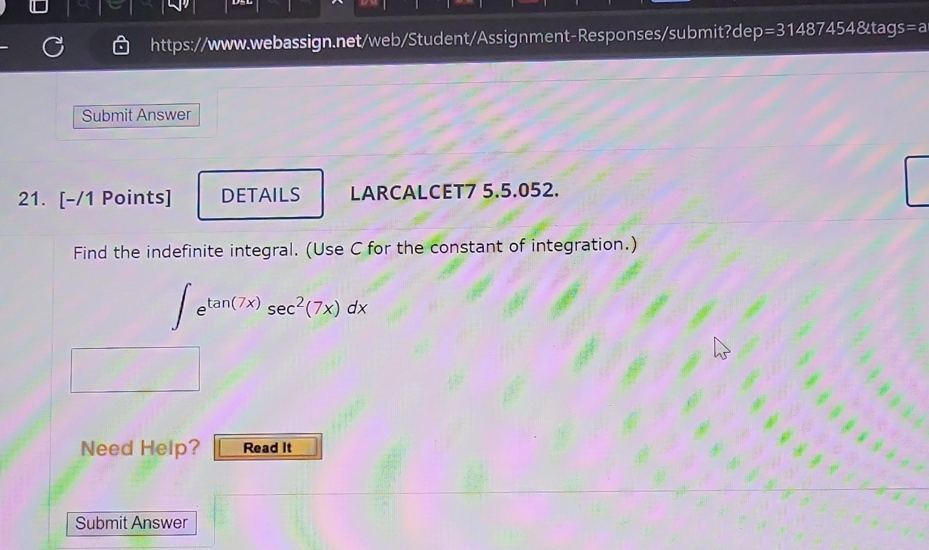 Solved Find the indefinite integral. (Use C for the constant | Chegg.com