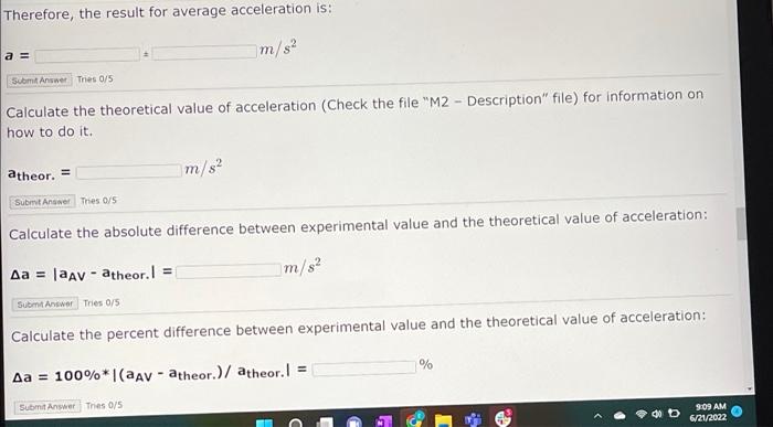 Solved Therefore, the result for average acceleration is: a | Chegg.com