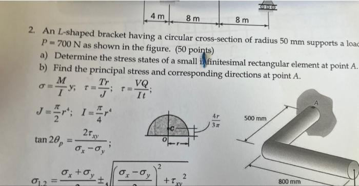 Solved 2. An L-shaped bracket having a circular | Chegg.com