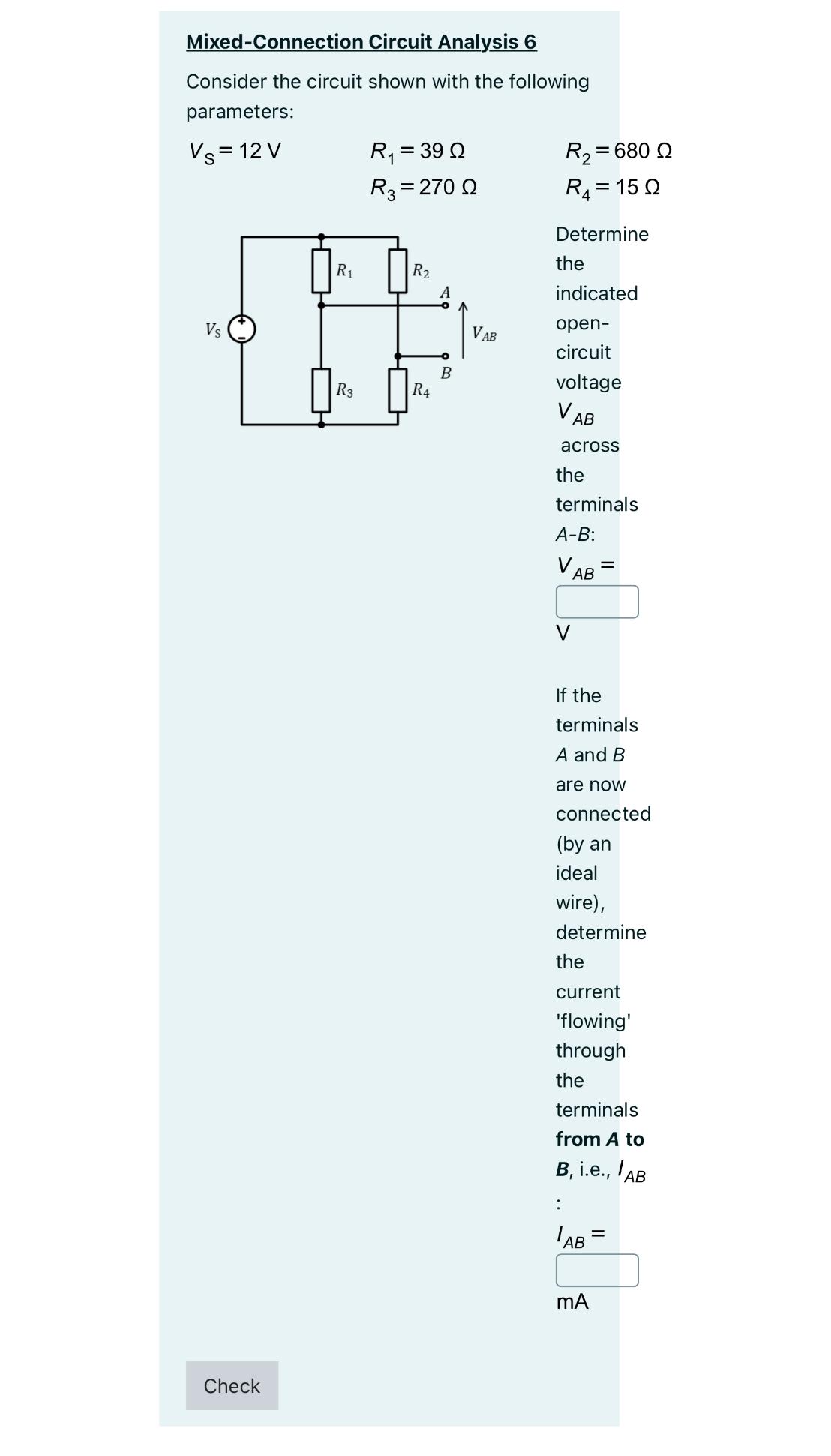 Solved Mixed-Connection Circuit Analysis 6Consider the | Chegg.com
