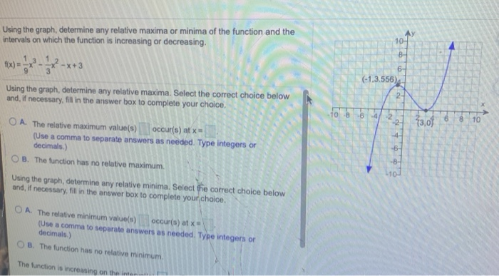 Solved Using the graph, determine any relative maxima or | Chegg.com