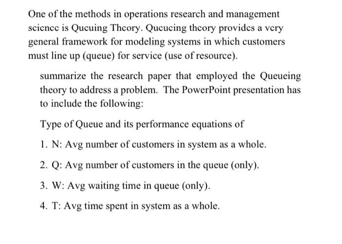 Solved One of the methods in operations research and | Chegg.com