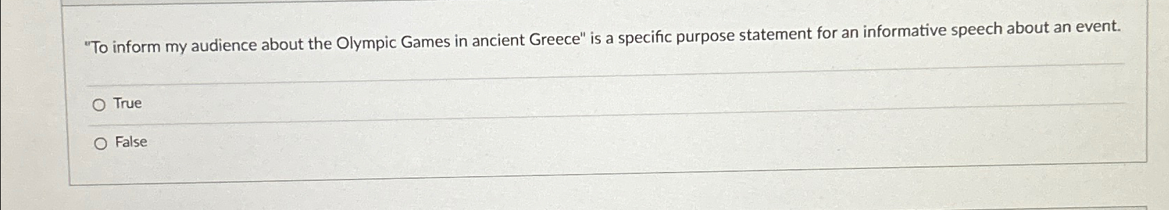 Solved "To inform my audience about the Olympic Games in | Chegg.com