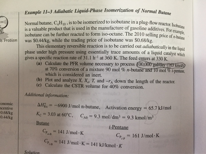Solved on of Normal Butane Example 11-3 Adiabatic | Chegg.com