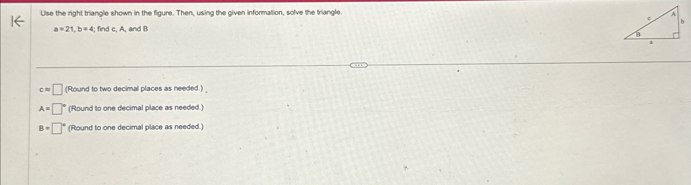 Solved Use the right triangle shown in the figure. Then, | Chegg.com