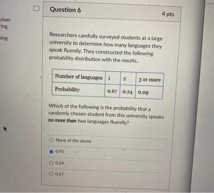 Solved Question 6 4 pts man ing ning Researchers carefully | Chegg.com Solved Question 6 4 pts man ing ning Researchers carefully | Chegg.com