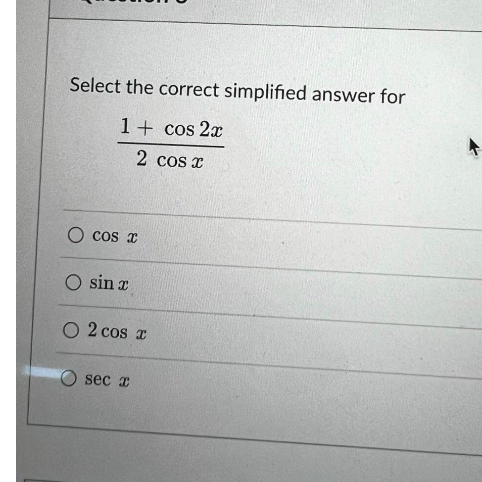 Solved Select the correct simplified answer | Chegg.com