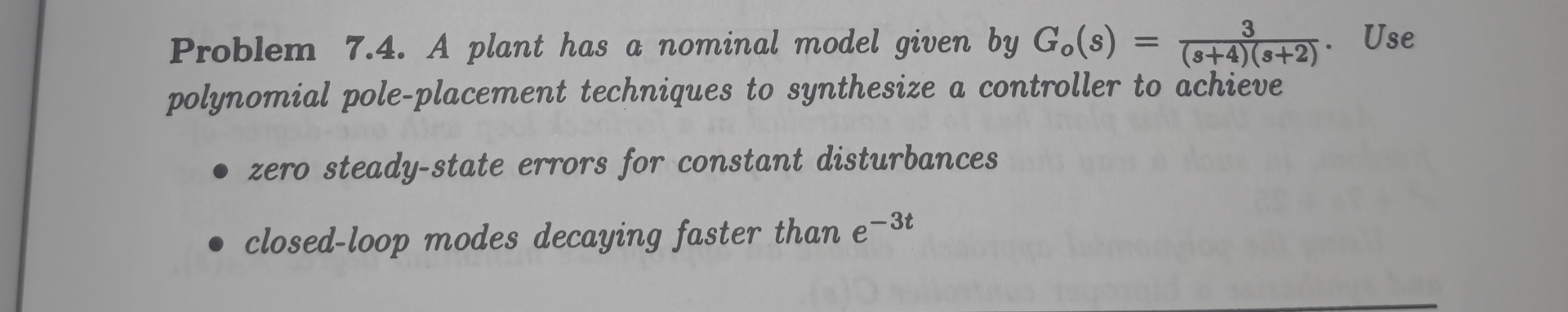 Solved Problem 7.4. ﻿A plant has a nominal model given by | Chegg.com
