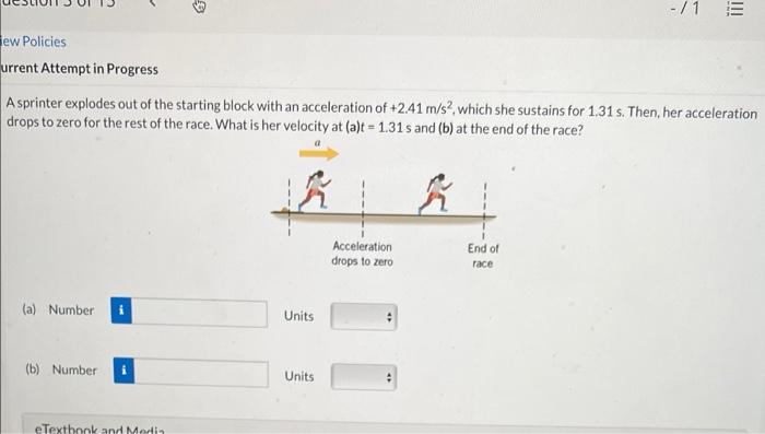 Solved A sprinter explodes out of the starting block with an | Chegg.com