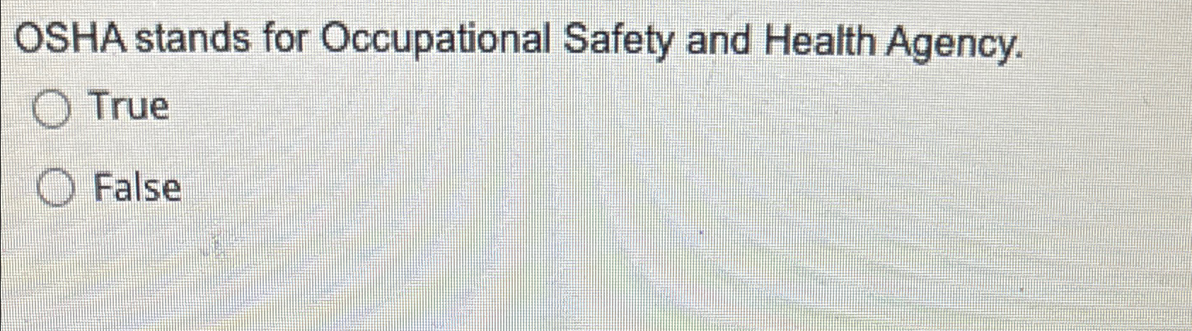 Solved OSHA stands for Occupational Safety and Health | Chegg.com