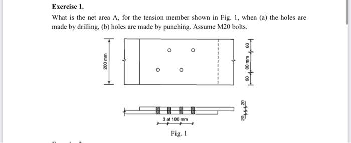 Solved Exercise 1. What is the net area A, for the tension | Chegg.com