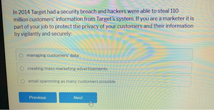 Solved In 2014 Target had a security breach and hackers were | Chegg.com