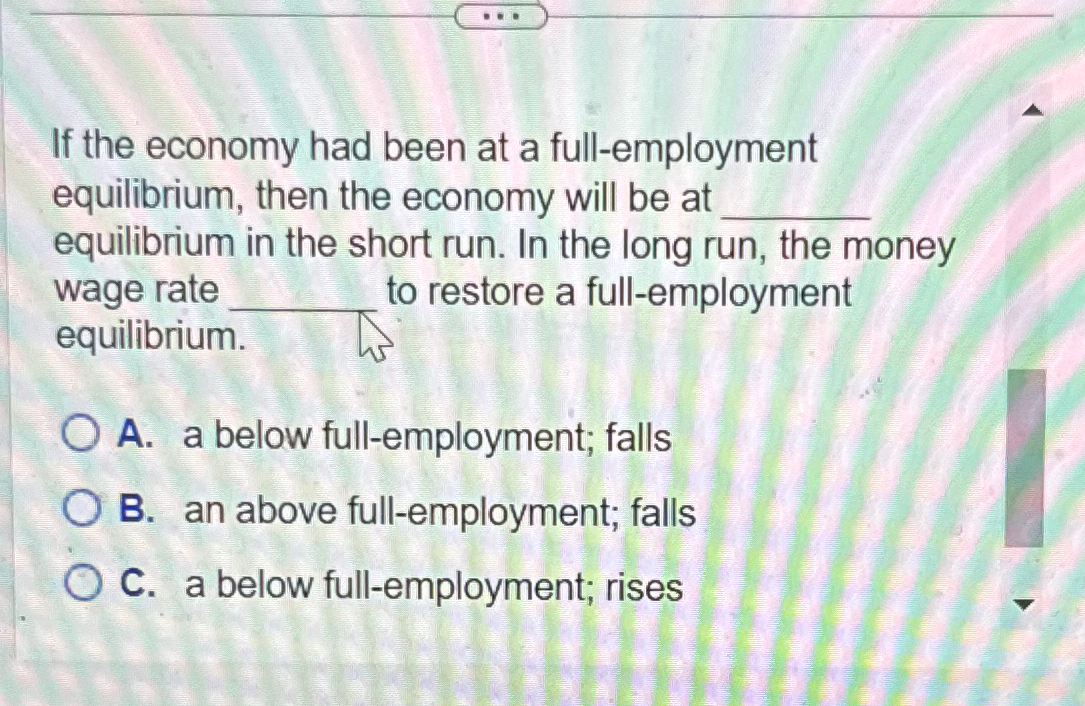 Solved If the economy had been at a full-employment | Chegg.com
