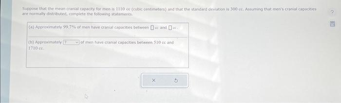 Solved Suppose that the mean cranial capacity for men is | Chegg.com
