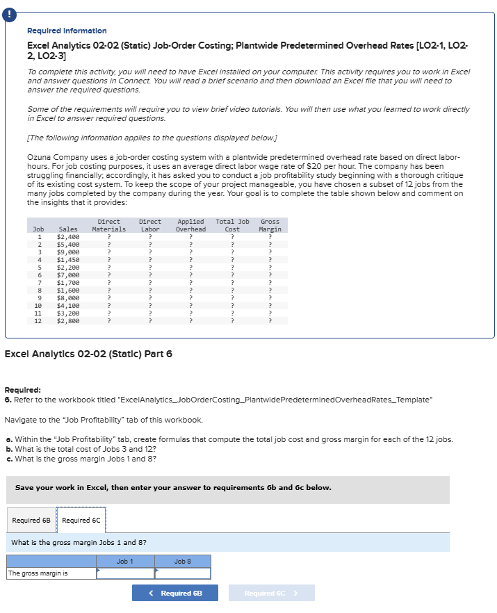 Solved Requlred InformationExcel Analytics 02-02 (Static) | Chegg.com