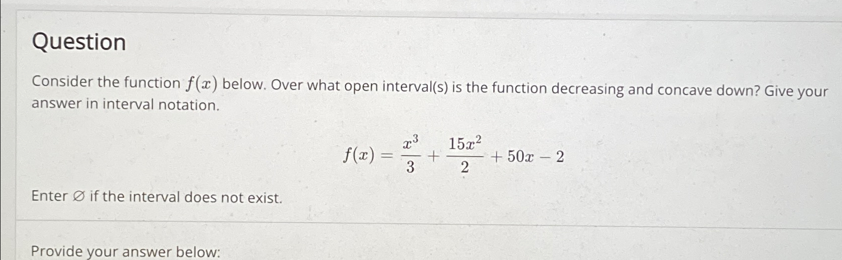 Solved QuestionConsider the function f(x) ﻿below. Over what | Chegg.com