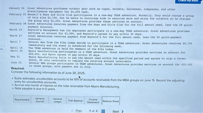 RWP5-1 (Algo) Great Adventures Continuing Problem | Chegg.com
