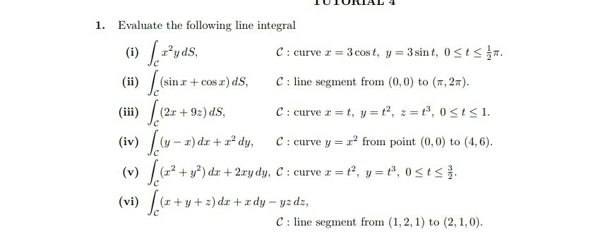 Solved 1. Evaluate the following line integral (i) ryds, C: | Chegg.com