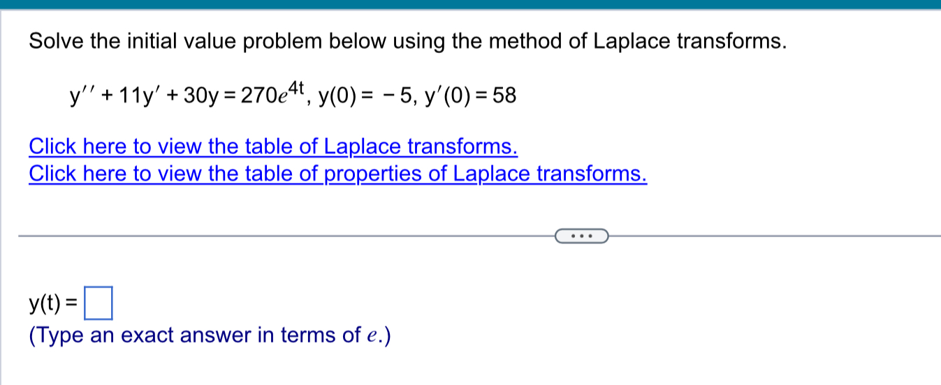 Solved Solve the initial value problem below using the | Chegg.com