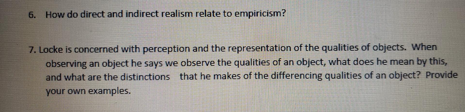 6. How do direct and indirect realism relate to | Chegg.com