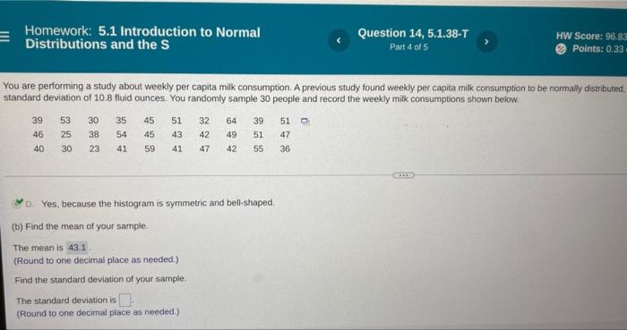Solved Homework: 5.1 Introduction to Normal Distributions | Chegg.com