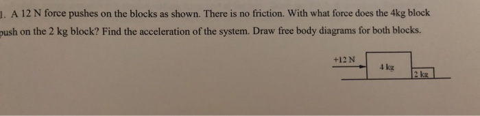 Solved A 12 N force pushes on the blocks as shown. There is | Chegg.com