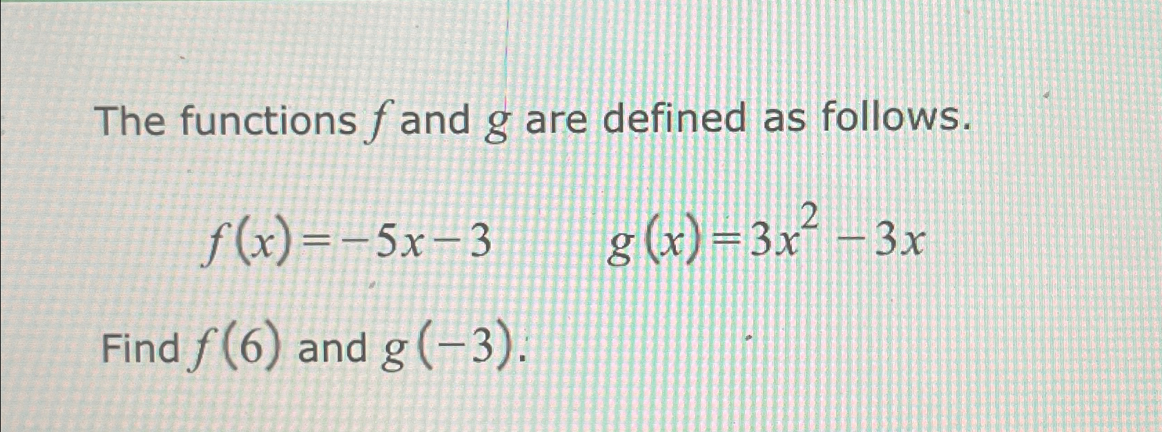 Solved The functions f ﻿and g ﻿are defined as | Chegg.com