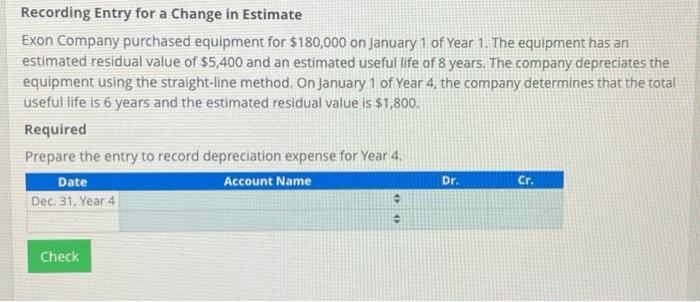 Solved Recording Entry for a Change in Estimate Exon Company | Chegg.com