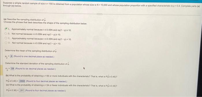 Solved through (c) below, (a) Describe the sampling | Chegg.com