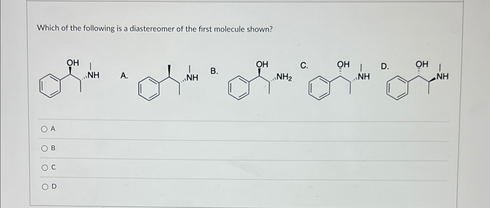 Solved Which of the following is a diastereomer of the first | Chegg.com
