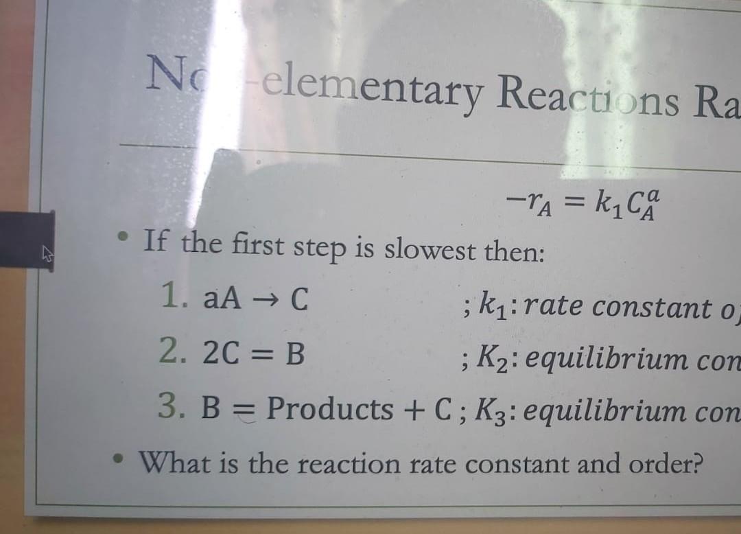 Non elementary Reactions Rate equ: | Chegg.com