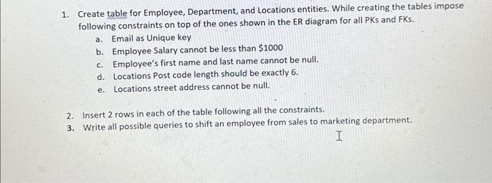 Solved O1. Consider following HR schema.1. Create table for | Chegg.com