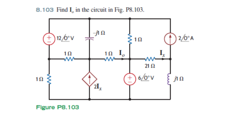 Solved 8.103 ﻿Find Io ﻿in the circuit in Fig. P8.103.Figure | Chegg.com