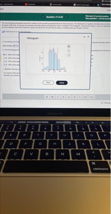 Solved The iccompanying histogram shows the number of runs | Chegg.com