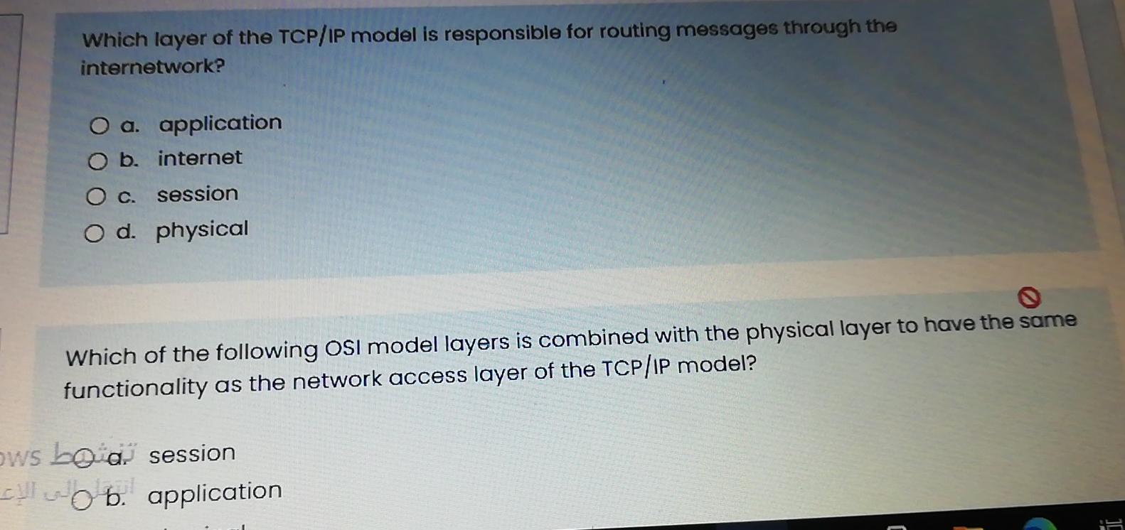 Solved Which layer of the TCP/IP model is responsible for | Chegg.com