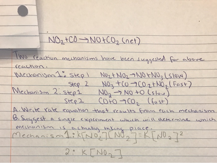 Solved Step 2 NO2 +CO + NO +CO2 (net) Two reaction | Chegg.com