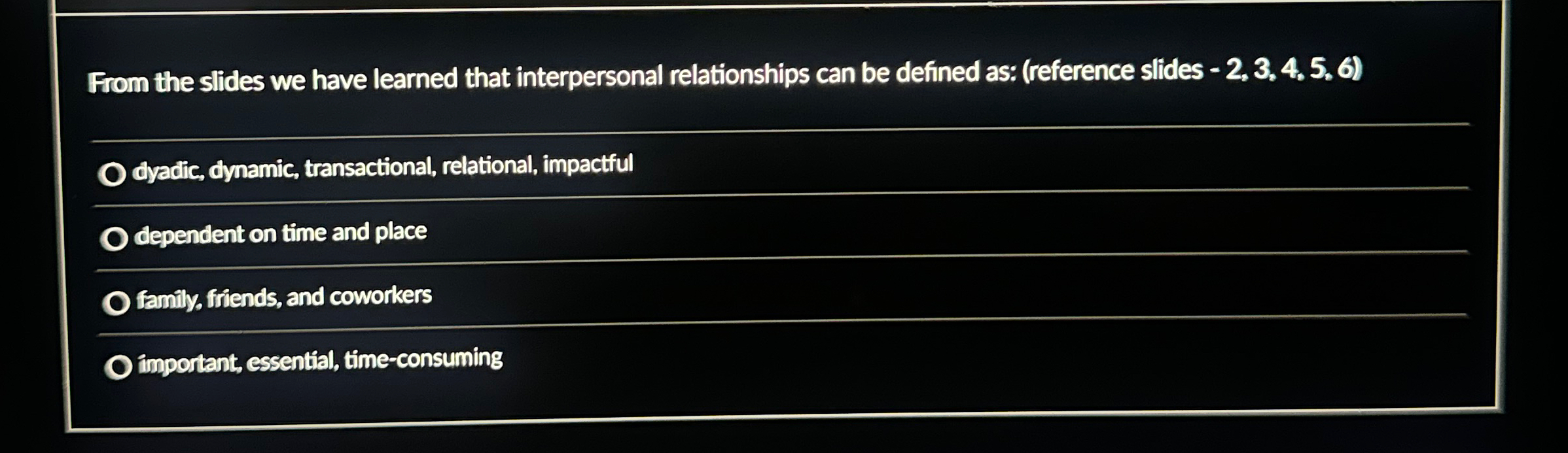 Solved From the slides we have learned that interpersonal | Chegg.com