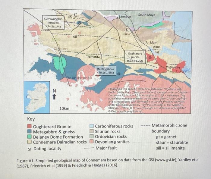 Solved Figure A1. Simplified geological map of Connemara | Chegg.com
