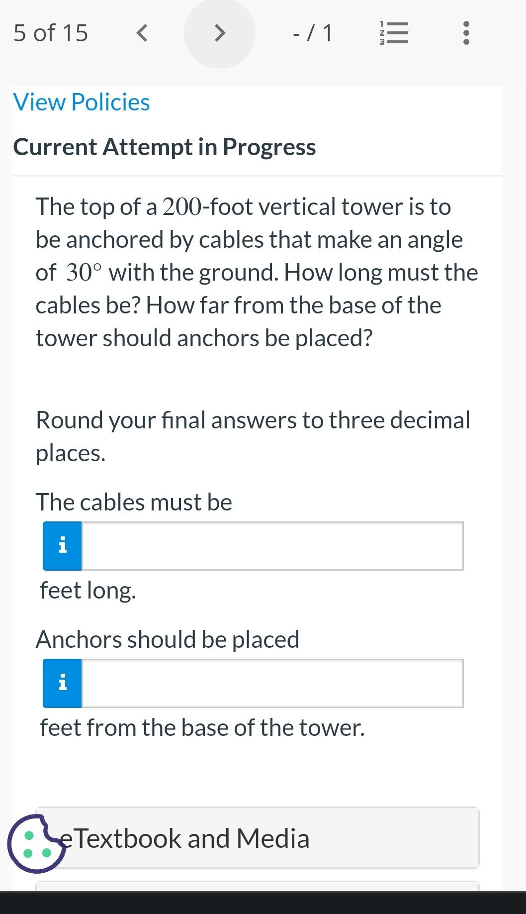 Solved Current Attempt in Progress The top of a 200-foot | Chegg.com