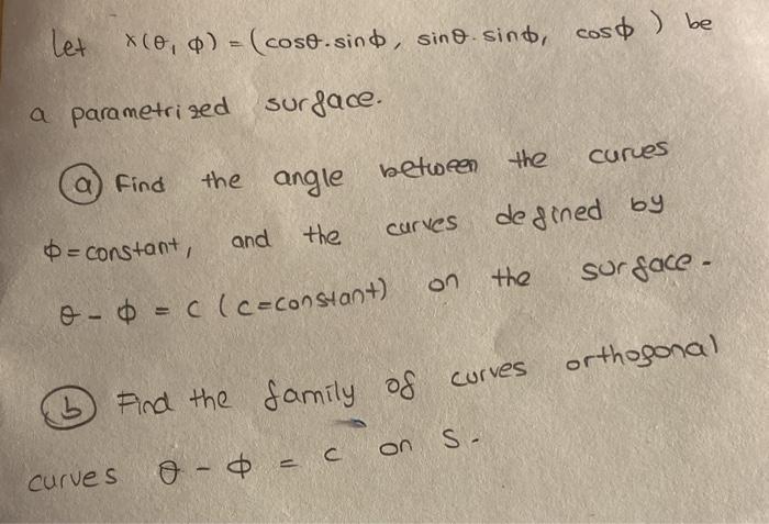 let *(0,0) = (coso sind, sind sind, cosø ) be a | Chegg.com