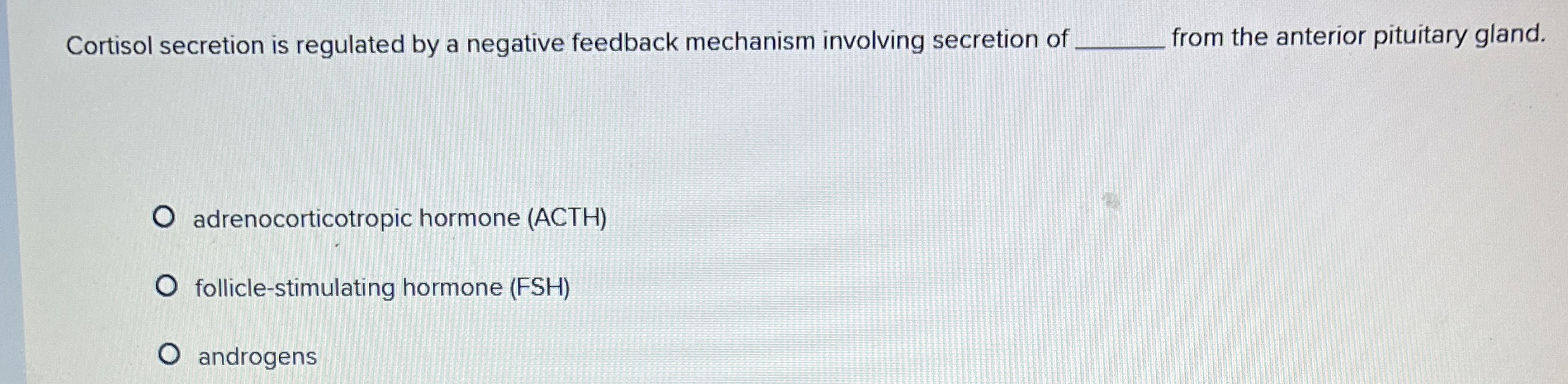 Solved Cortisol secretion is regulated by a negative | Chegg.com