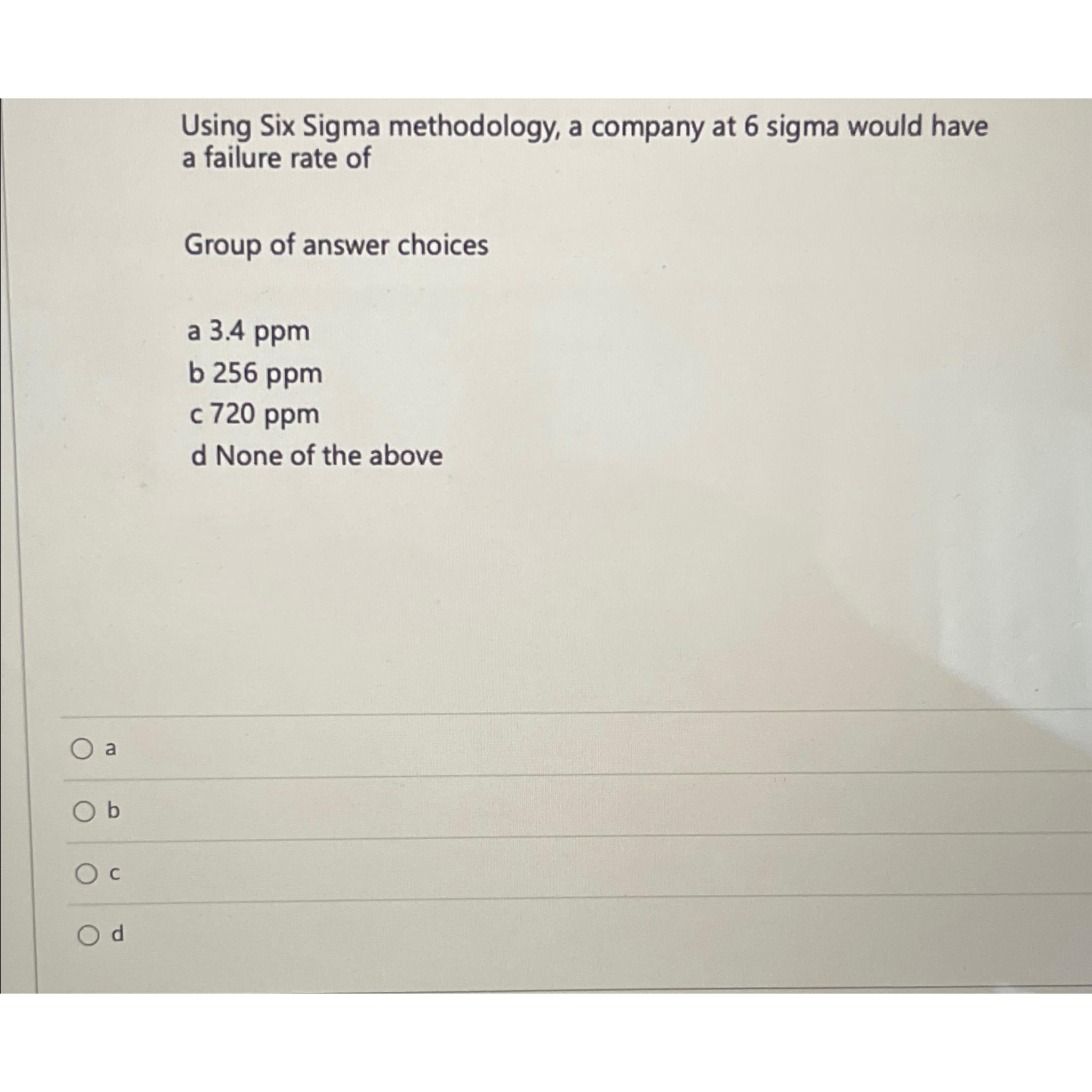 Solved Using Six Sigma methodology, a company at 6 ﻿sigma | Chegg.com