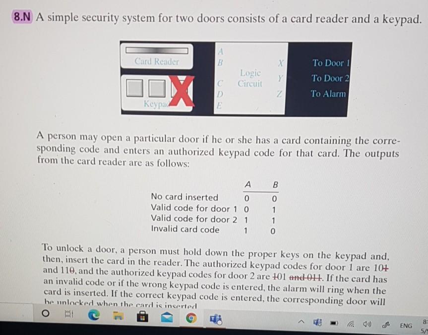 Solved 8.N A simple security system for two doors consists | Chegg.com