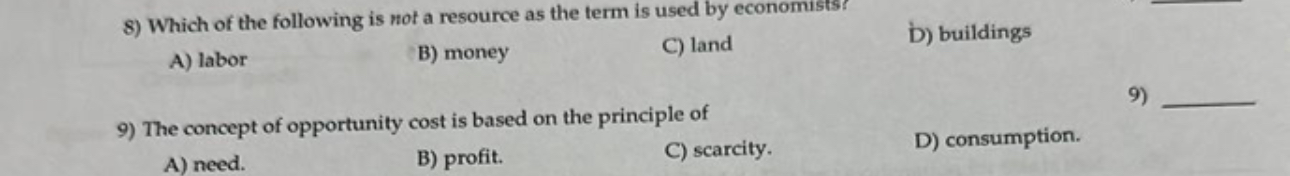 Solved Which of the following is not a resource as the term | Chegg.com