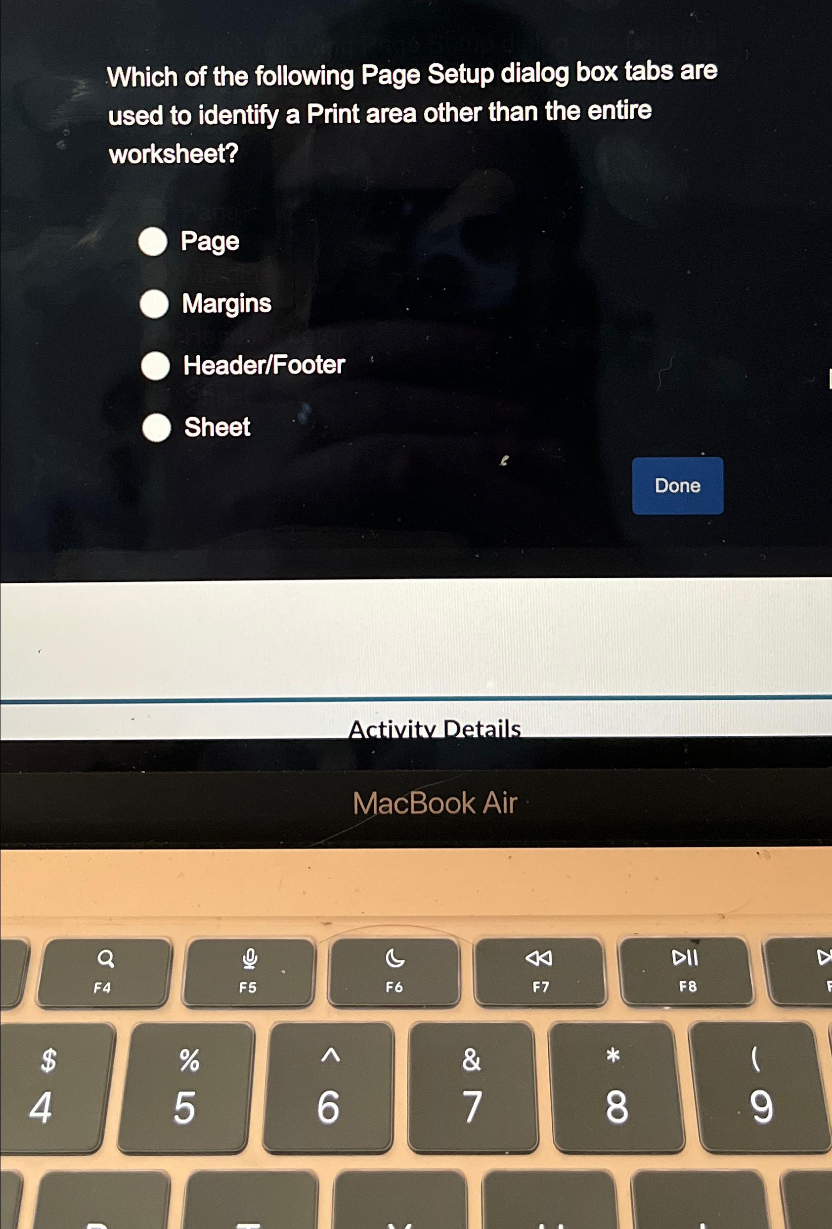 Solved Which of the following Page Setup dialog box tabs are | Chegg.com