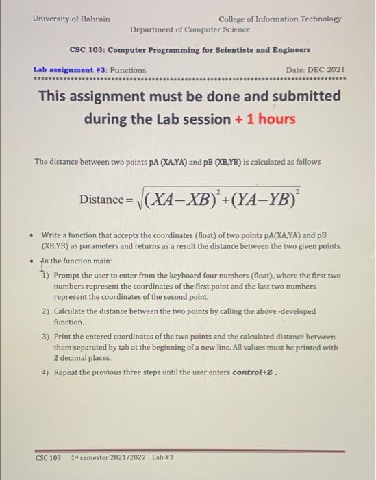 Solved University of Bahrain College of Information | Chegg.com