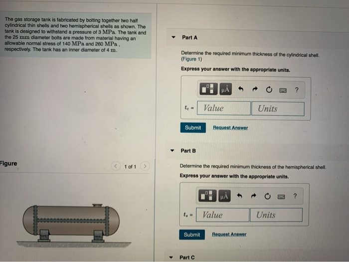 Solved The gas storage tank is fabricated by bolting | Chegg.com