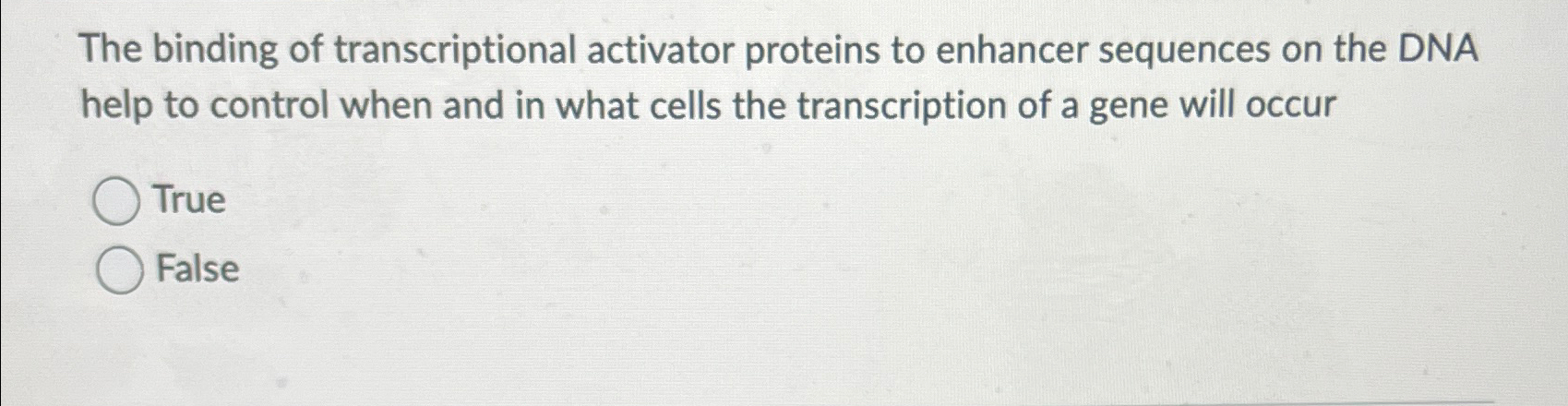 Solved The binding of transcriptional activator proteins to | Chegg.com