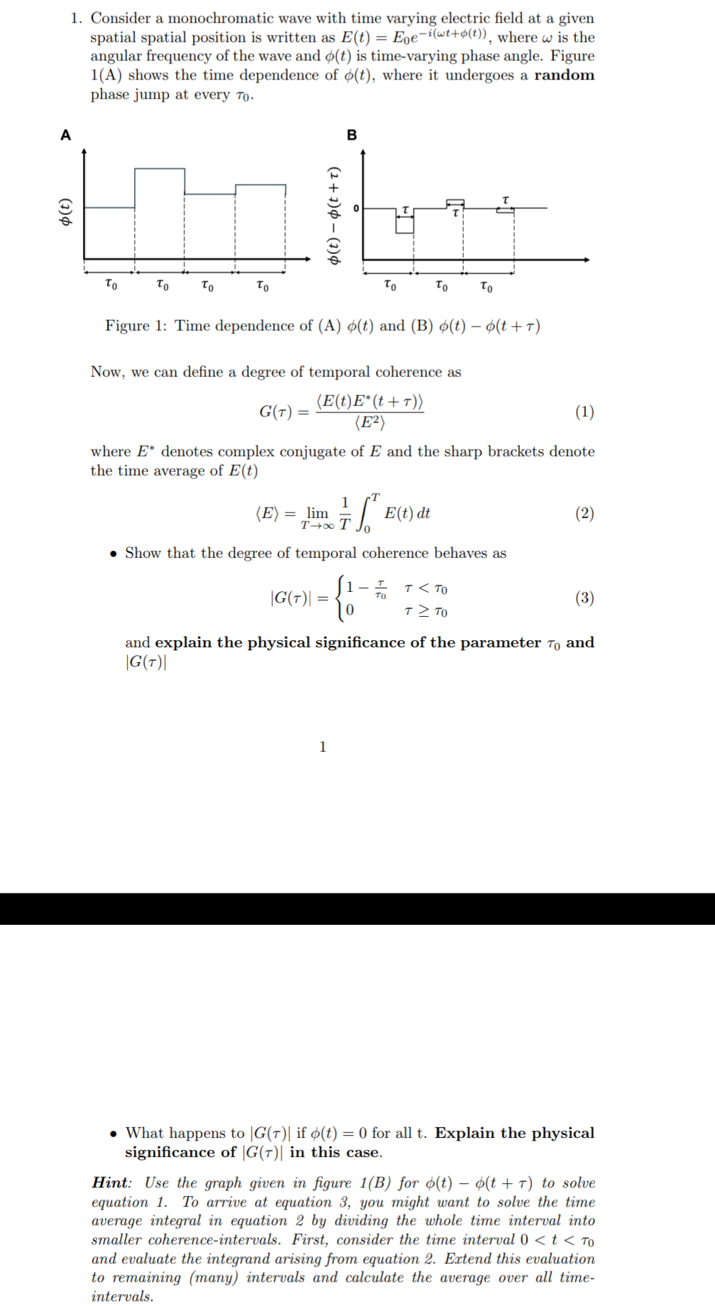 Solved Consider a monochromatic wave with time varying | Chegg.com